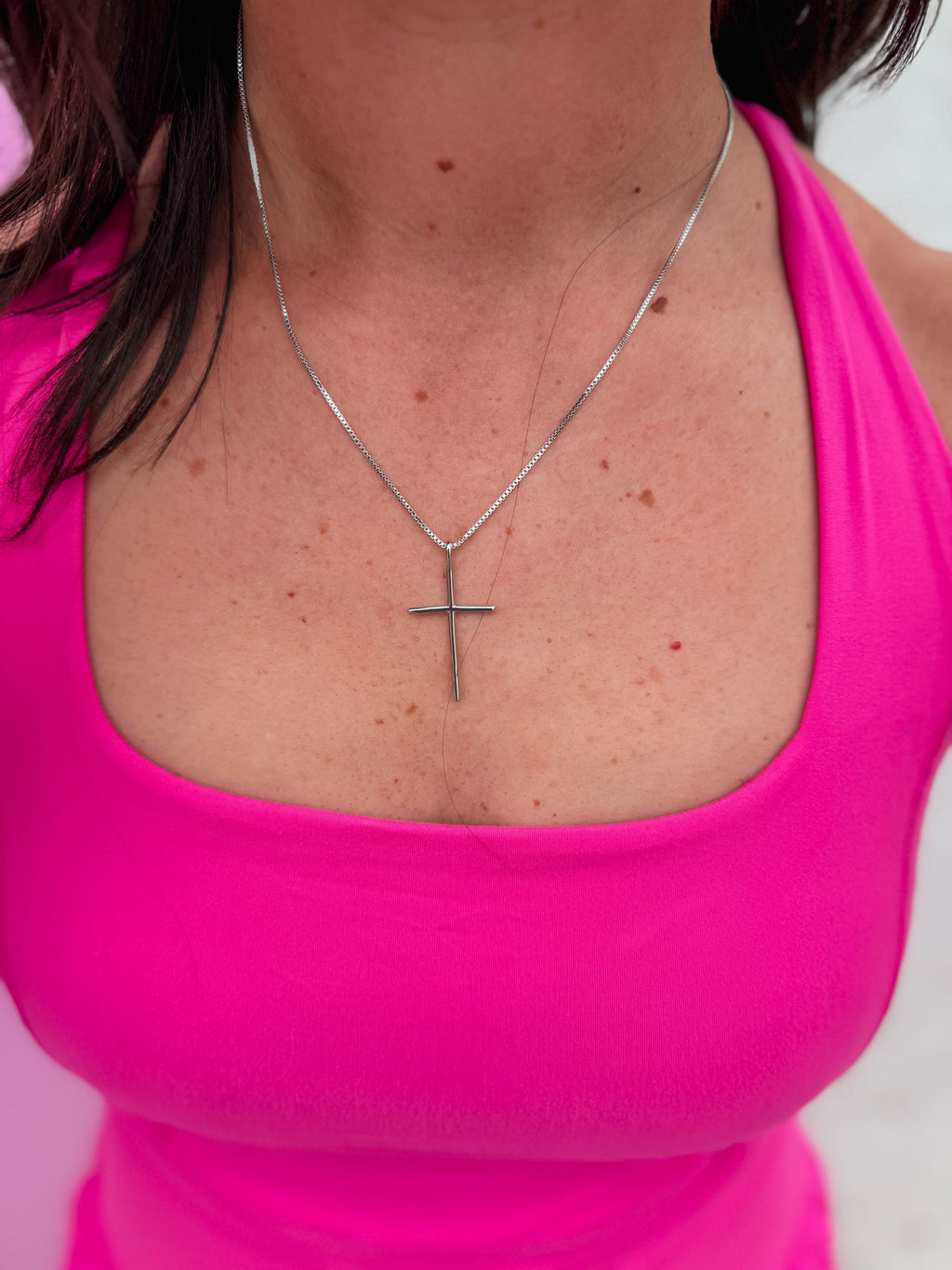 Serene Cross Silver Necklace – IKT